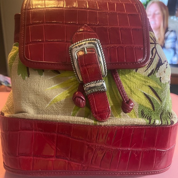 Brighton | Bags | Brighton Red Tropical Monica Leather Back Pack | Poshmark